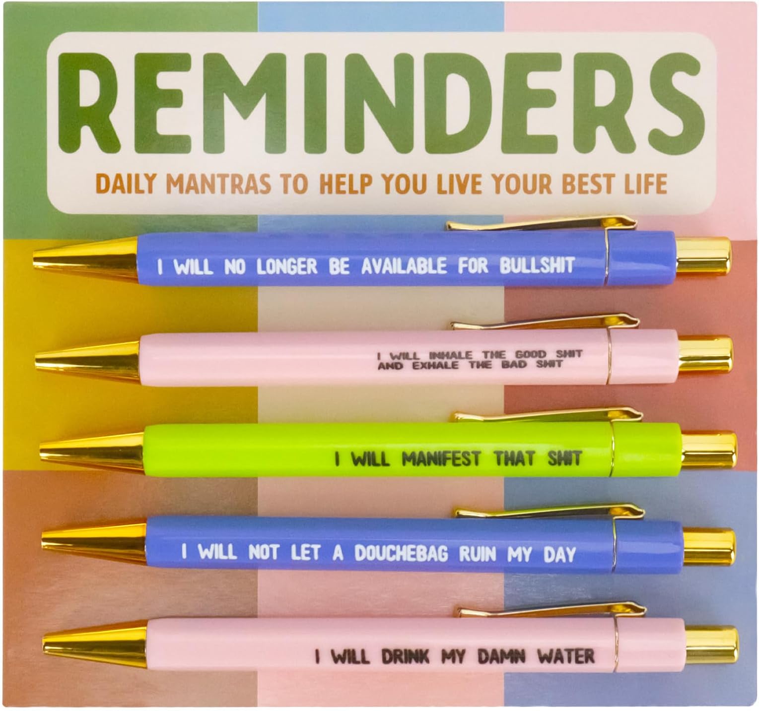LUWREVC Funny Pens, 5Pcs Reminder Daily Mantra Pens, Swear Word Daily ...