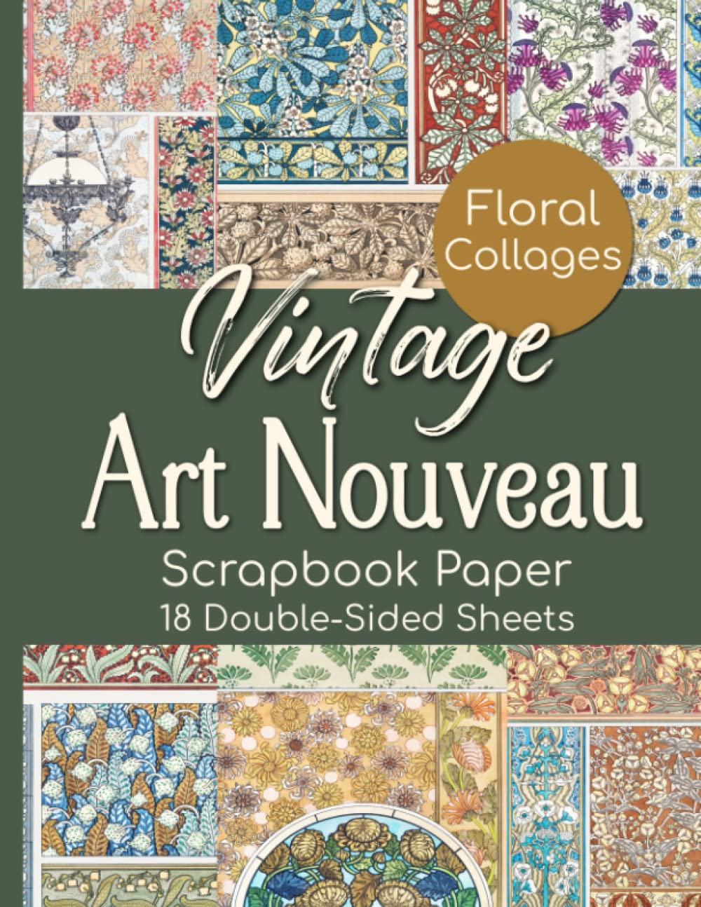Vintage Art Nouveau Floral Collages Scrapbook Paper - 18 Double-Sided ...