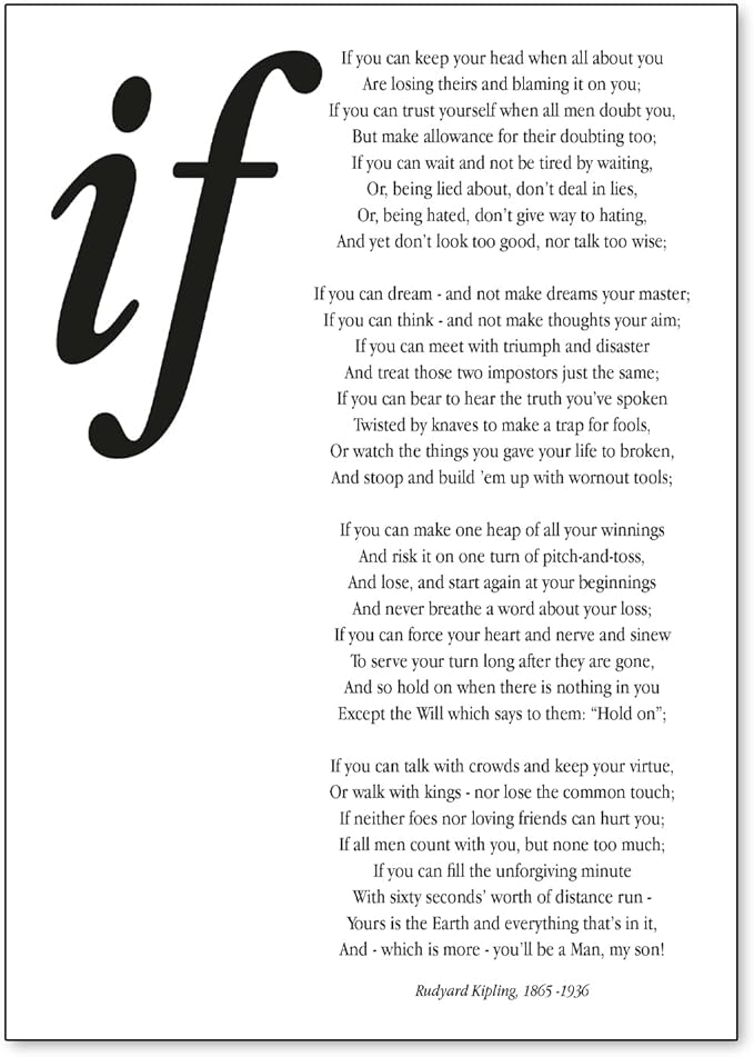 Rudyard Kipling "If" Poem Art Print - Various Sizes. Art Print Poster ...