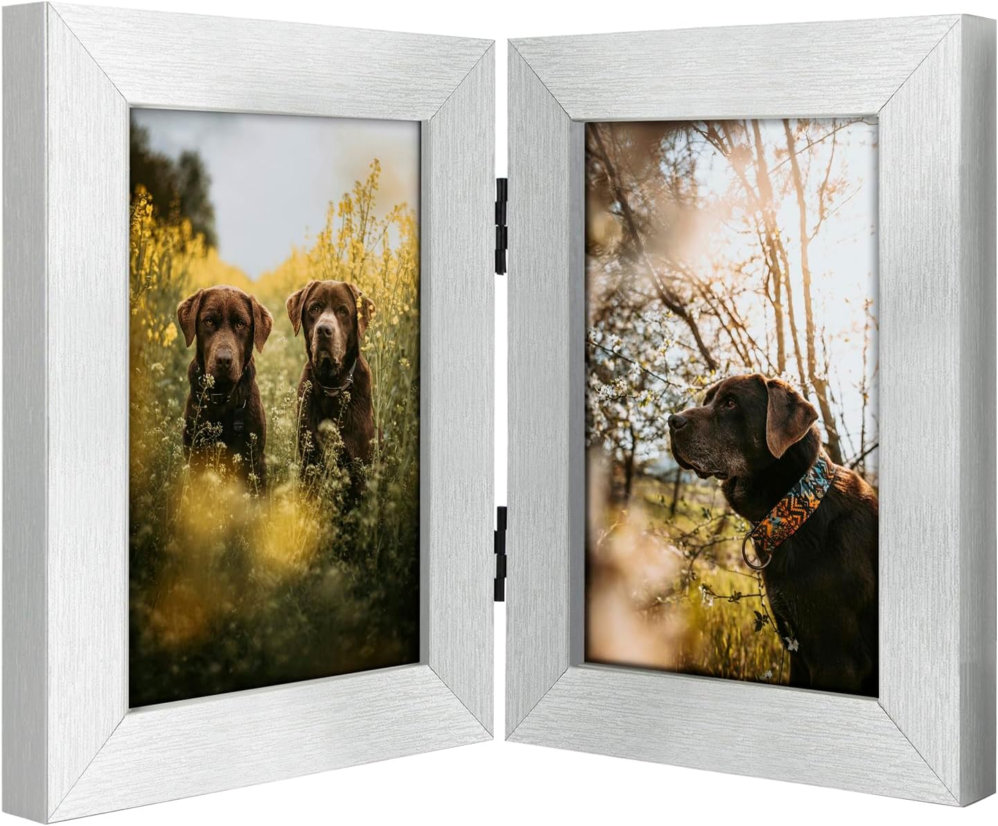Amazon.com - EXP Silver Hinged Double Metal 2x3 Picture Frame Tabletop ...
