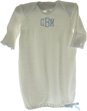 Paty Inc Infant Baby Boys Take Home Gown White with Blue Trim ...