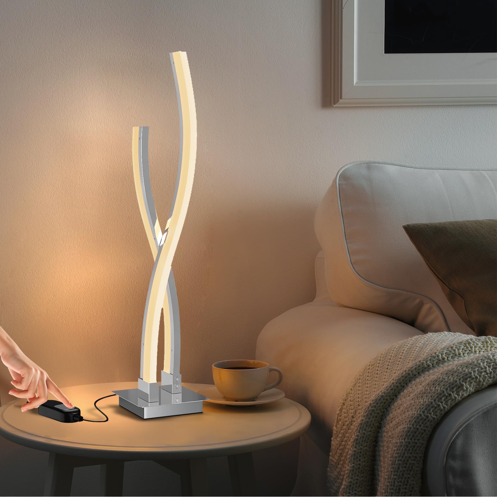 Karmiqi Dimmable LED Table Lamp, Modern Touch Control Desk Lamp, Arc ...