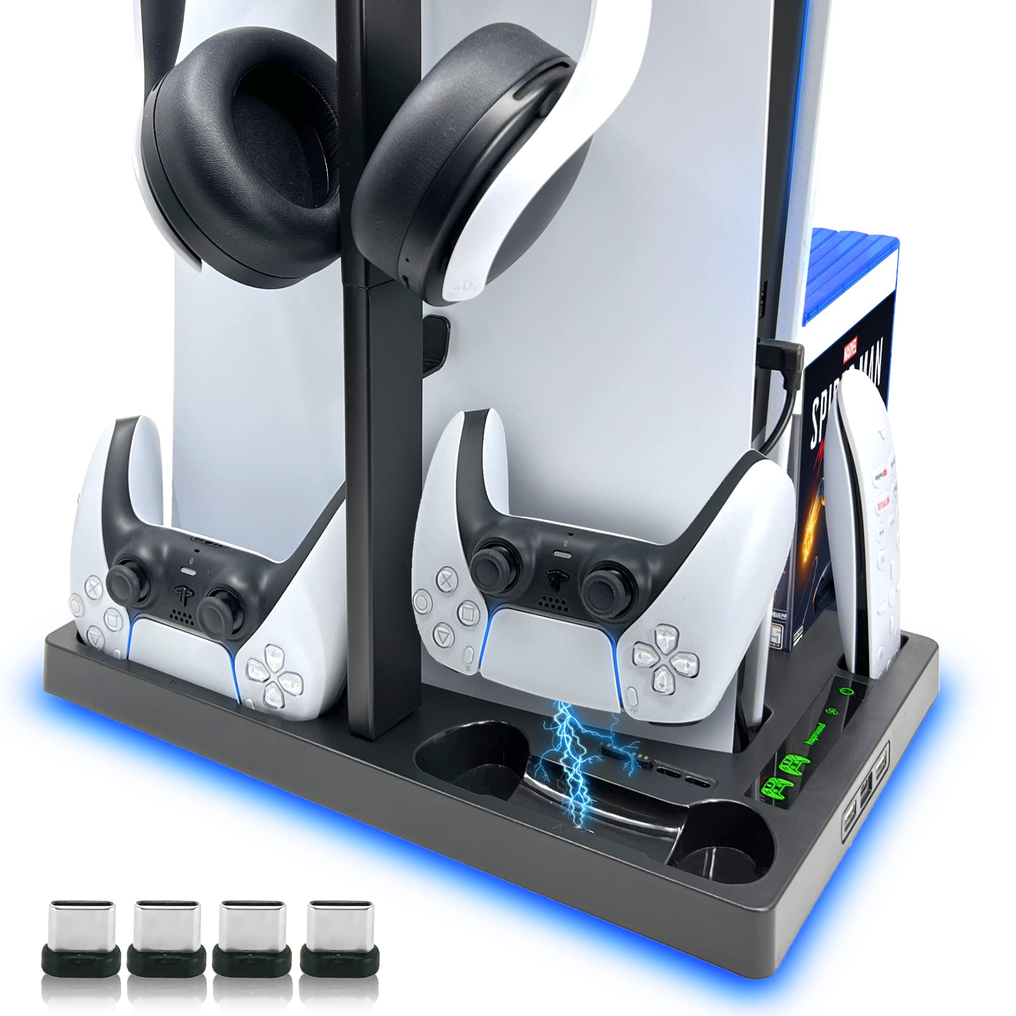 Buy HAPROUND PS5 Vertical Stand with Cooling Fan and Dual Controller ...