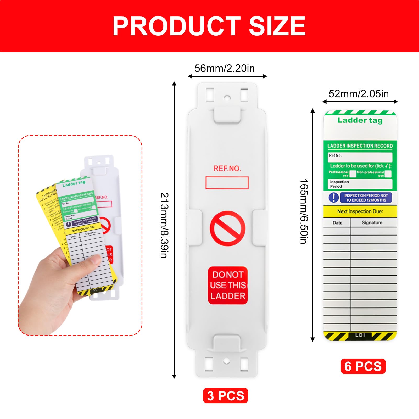 Ladder Tags Waterproof Inspection Record Kit 3 Holders and 6 Ladder ...