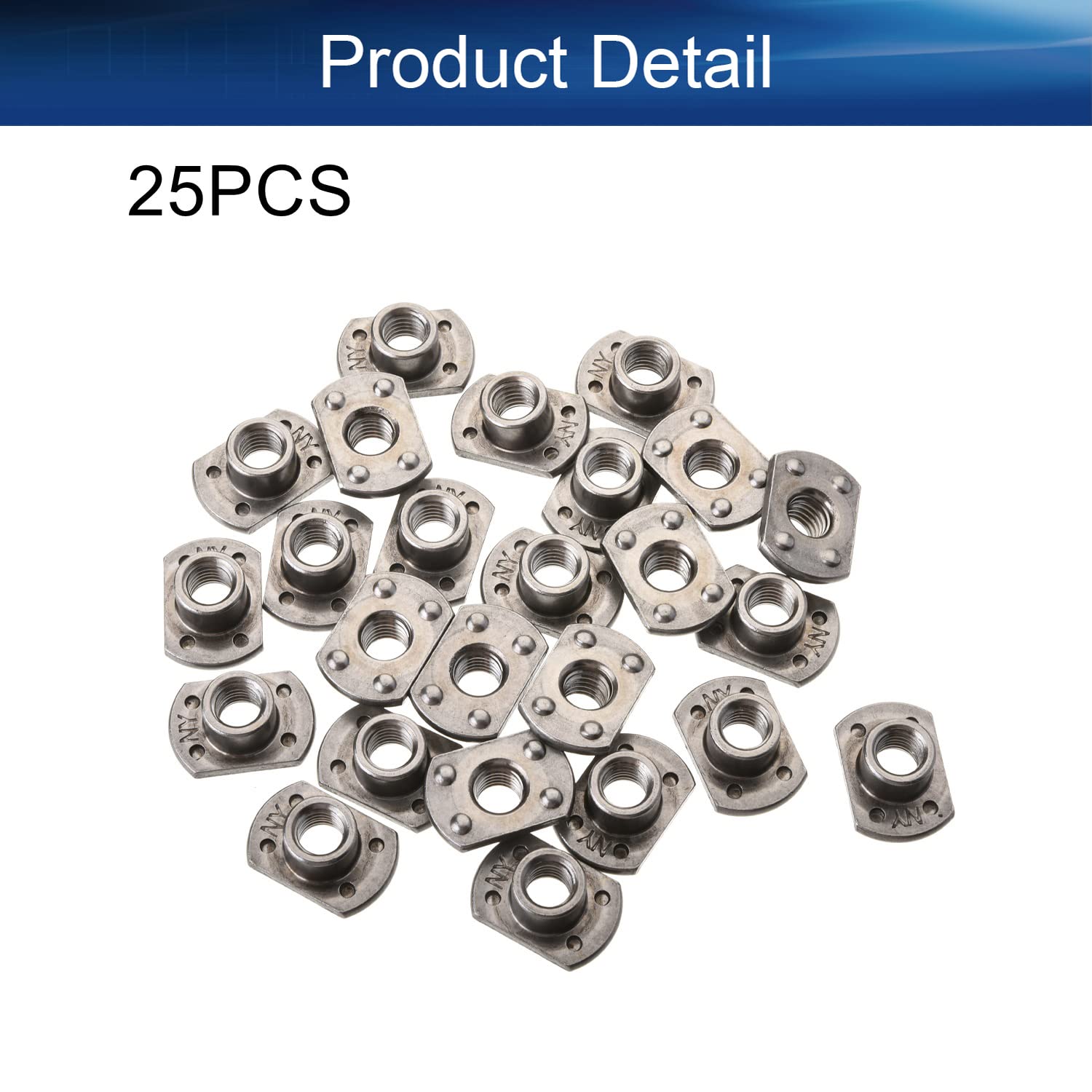 Weld Nuts 25 Pcs M8 - UNC Carbon Steel Tab Base Projection Welding Nuts ...