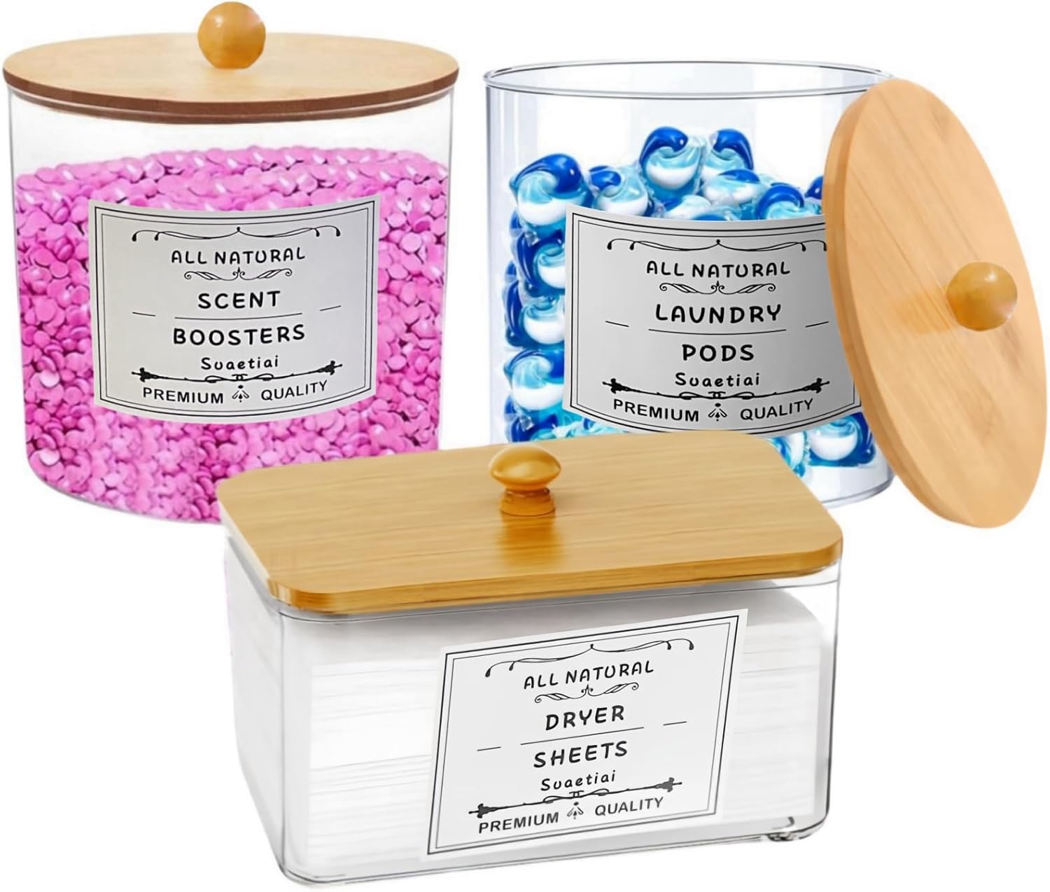 Amazon.com: 3 Pack Laundry Powder Container & Dryer Sheet Holder, Large ...