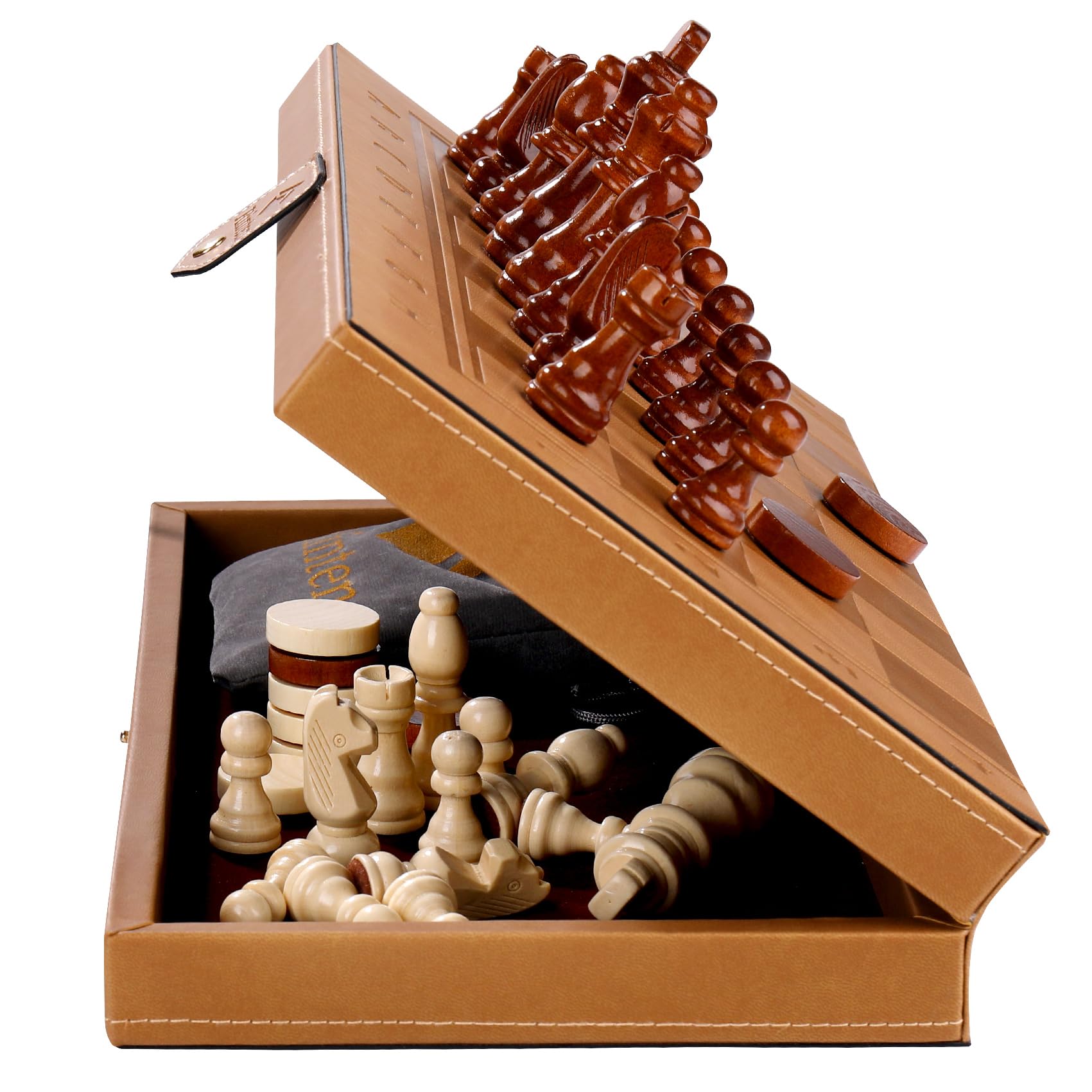 Amazon.com: Rinten 2 in 1 Magnetic Chess Set & Checkers Board Game, 15 ...