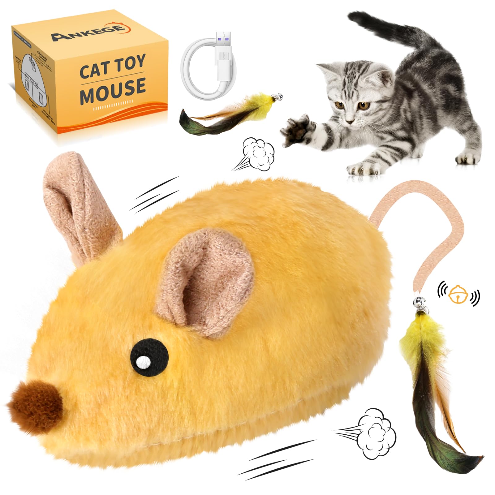 Amazon.com : Interactive Cat Toys Mouse for Indoor Cats Rechargeable ...