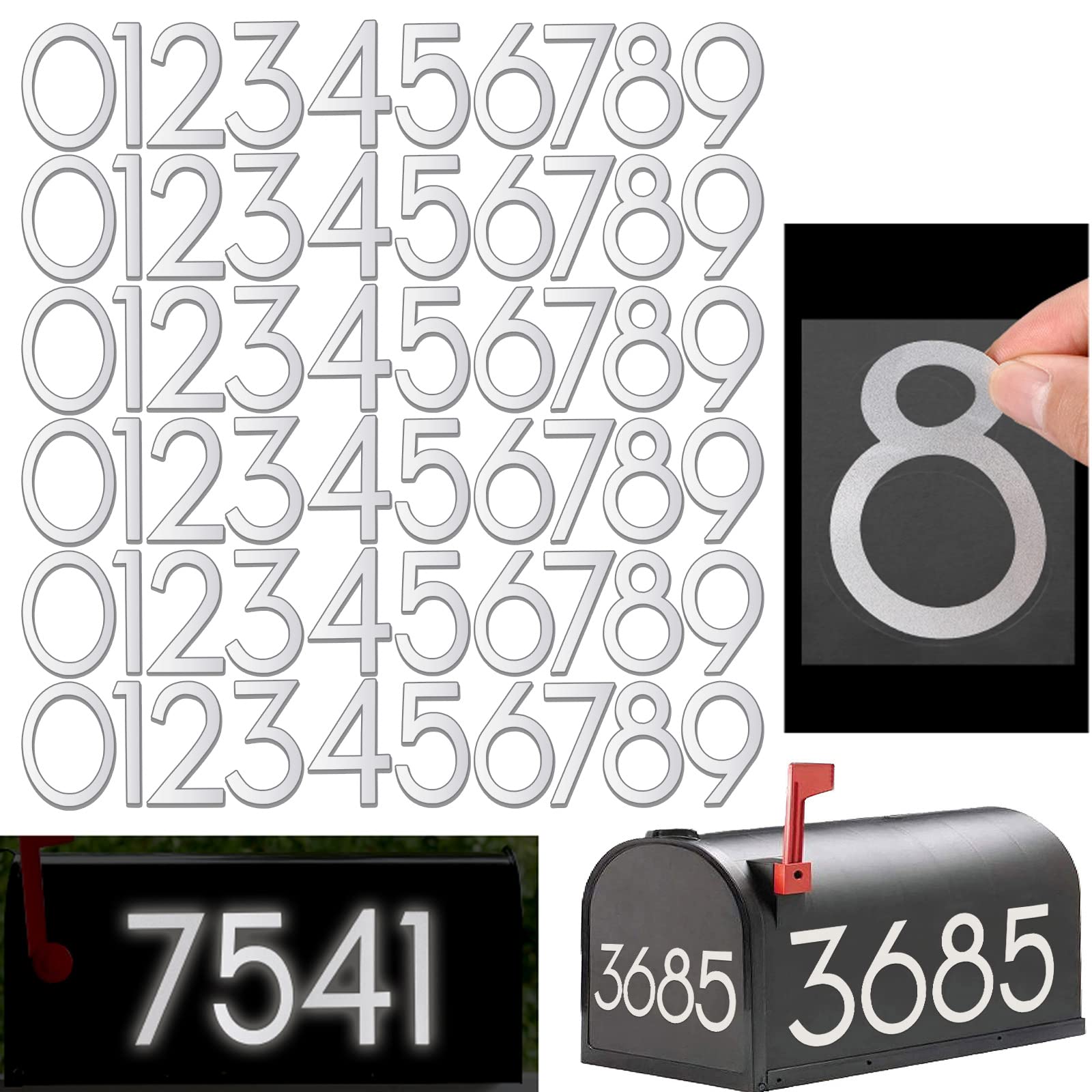 Amazon.com: 6 Sets 3 inch White Reflective Mailbox Numbers - Mailbox ...
