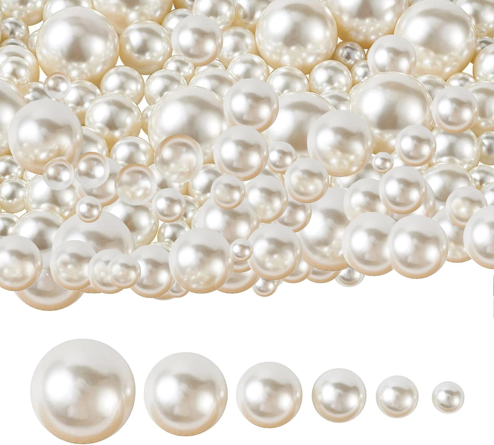 Amazon.com: Uplama 2000Pcs Assorted Sizes Ivory Pearl Beads Loose ...