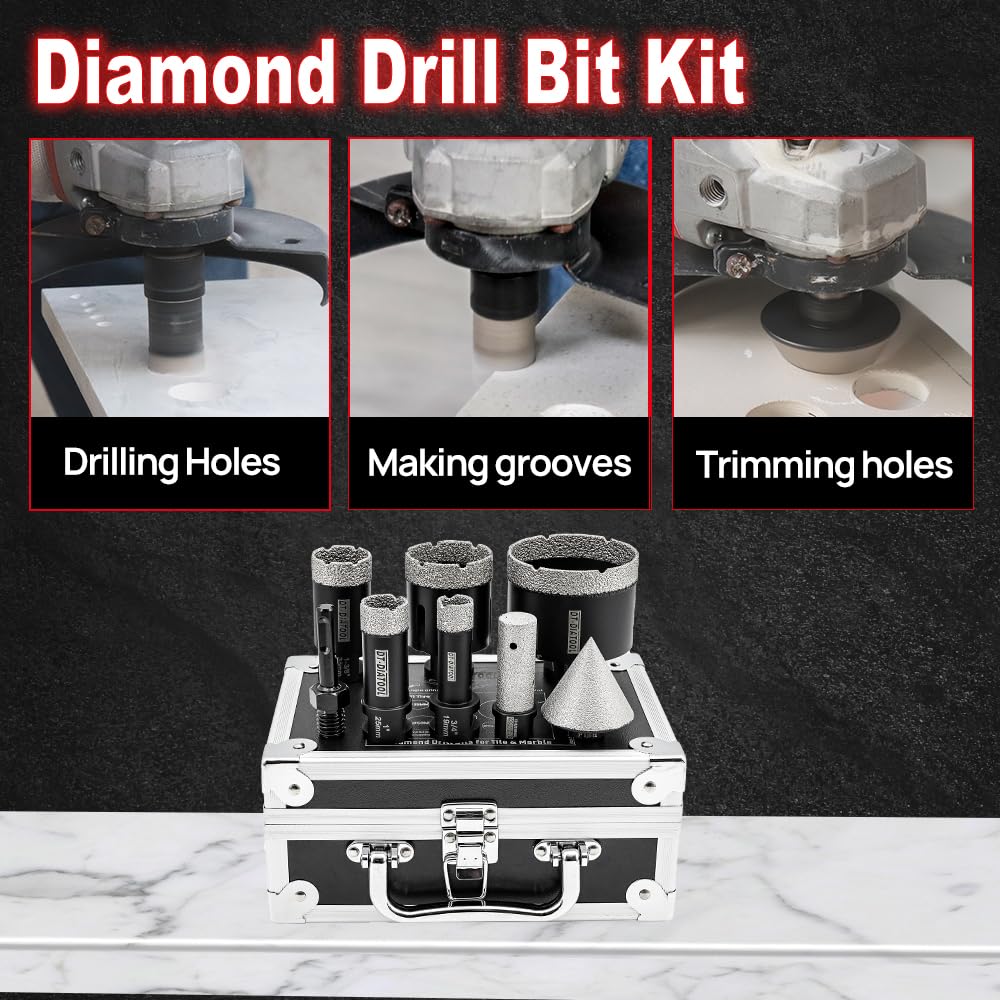 Snapklik.com : DT-DIATOOL Diamond Tile Hole Saw 8pcs/Set 19/25/35/51/76mm