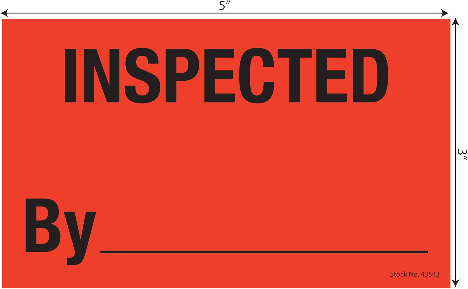 Amazon.com: Tabbies Neon Red 3" x 5" Inspected by Inspection Stickers ...