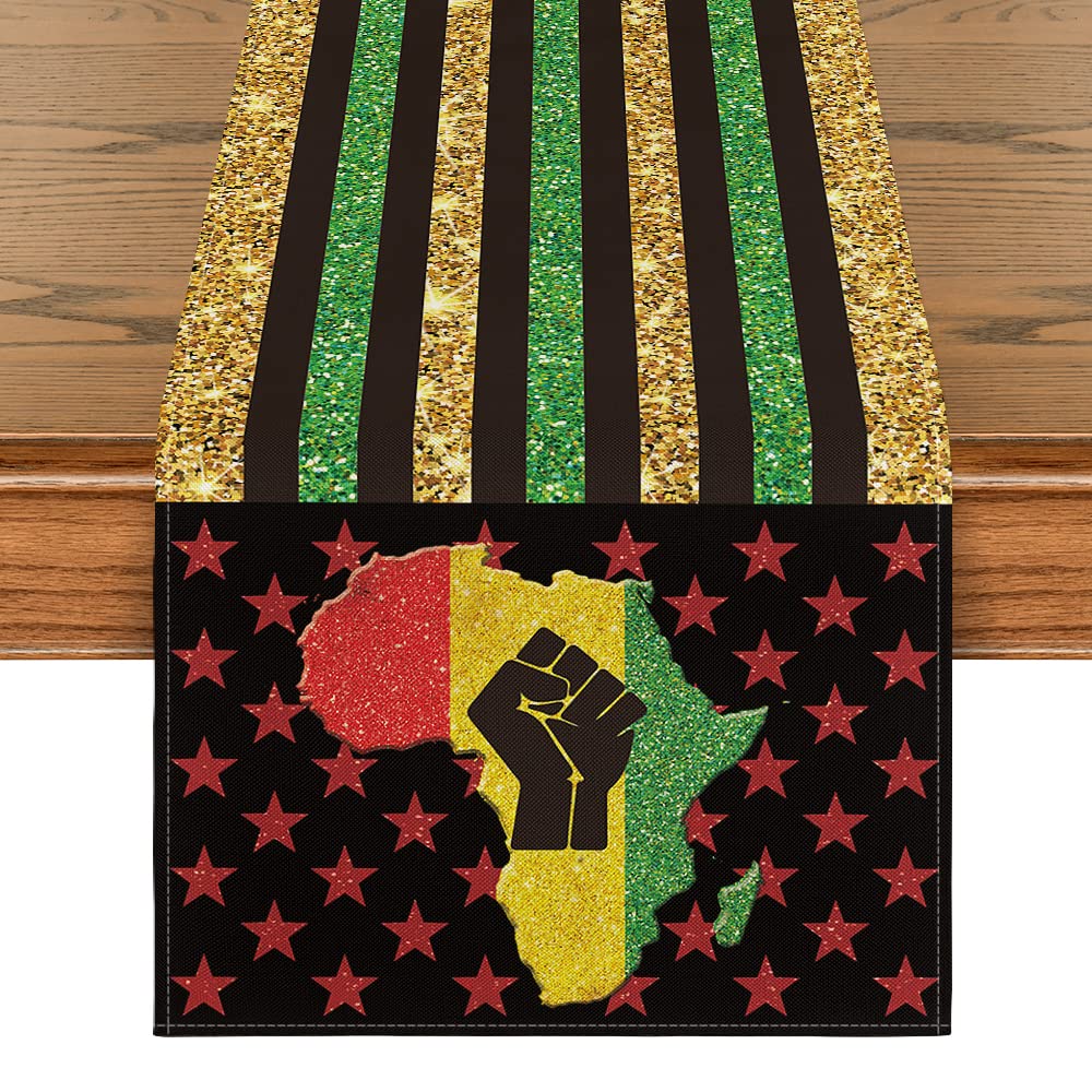 Amazon.com: Artoid Mode Black Pride Map African Juneteenth Table Runner ...