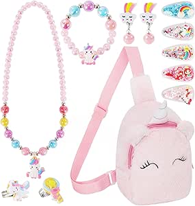 VGMANNTA Unicorn Gifts for Girls: Unicorn Toy Handbag with Jewellery ...