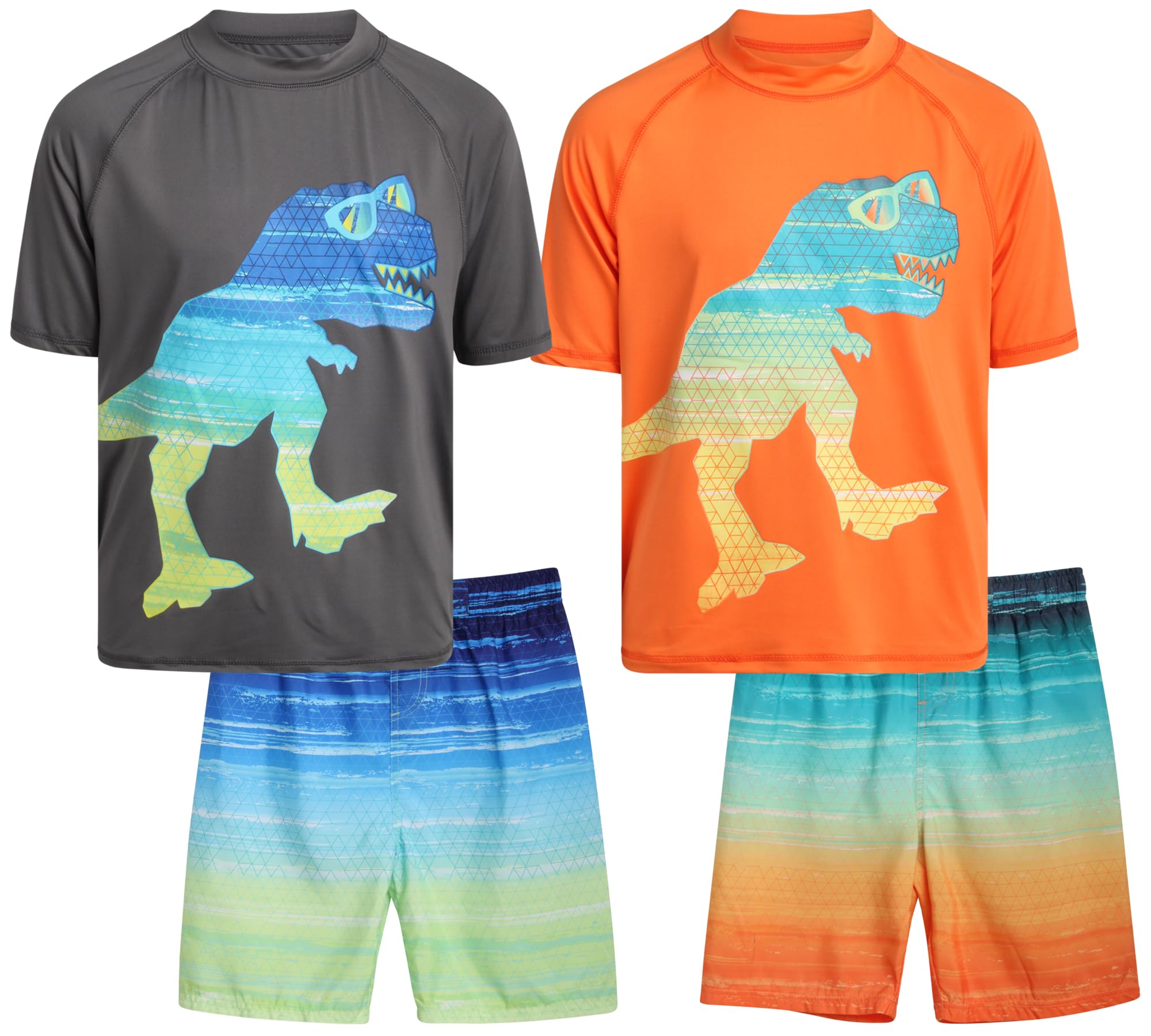Snapklik.com : iXtreme Boys Rash Guard Set - 4 Piece UPF 50+ Swim Shirt ...