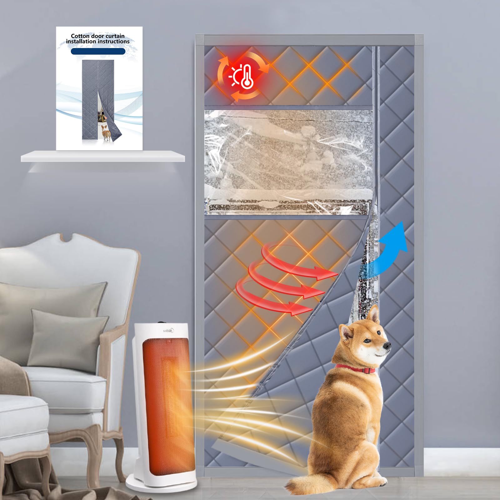 ZEIWEO Magnetic Thermal Insulated Door Curtain Fits Door Size 38" X 82 ...