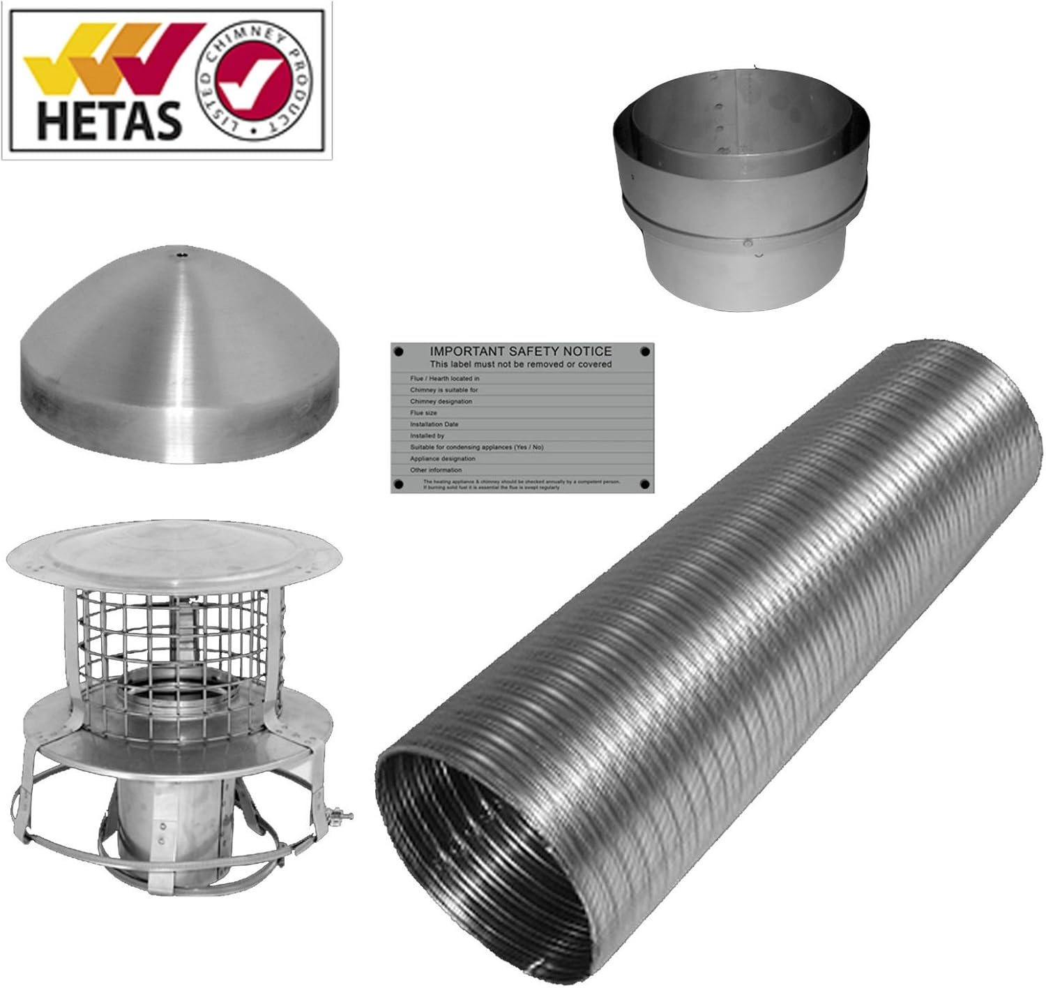 6M 6ins multifuel Liner & Install kit(Pot Installation) woodburner ...