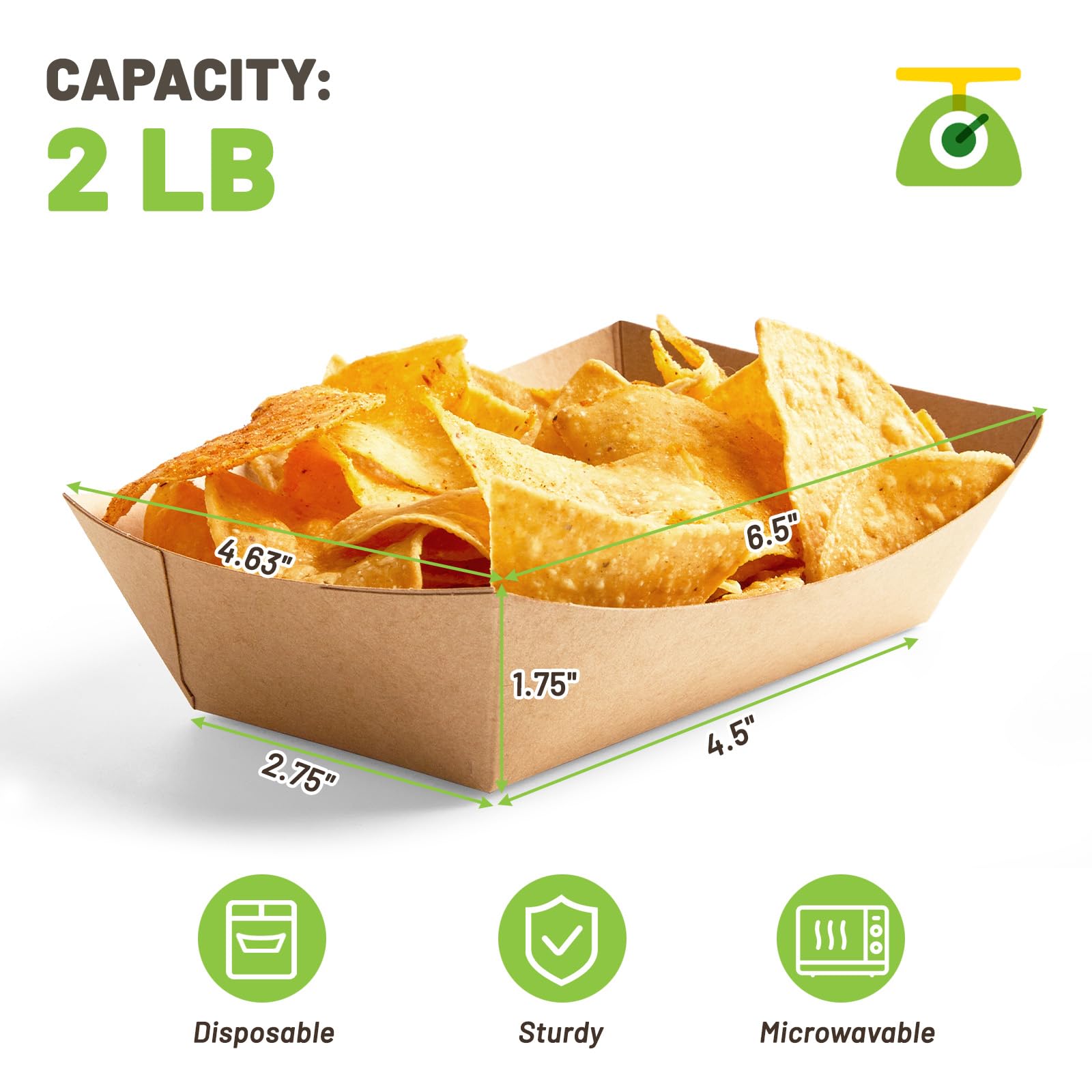 Snapklik.com : 2 Lb Paper Food Trays - 200 Pack Disposable Nacho Trays ...