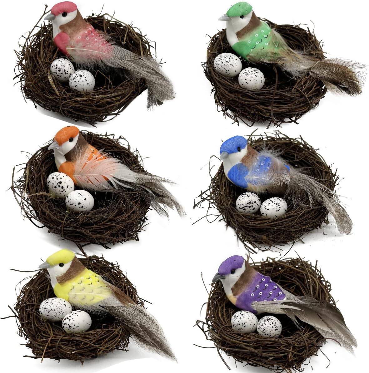 Amazon.com: LWINGFLYER 6 Colors Set Fake Artificial Bird Nest with Bird ...