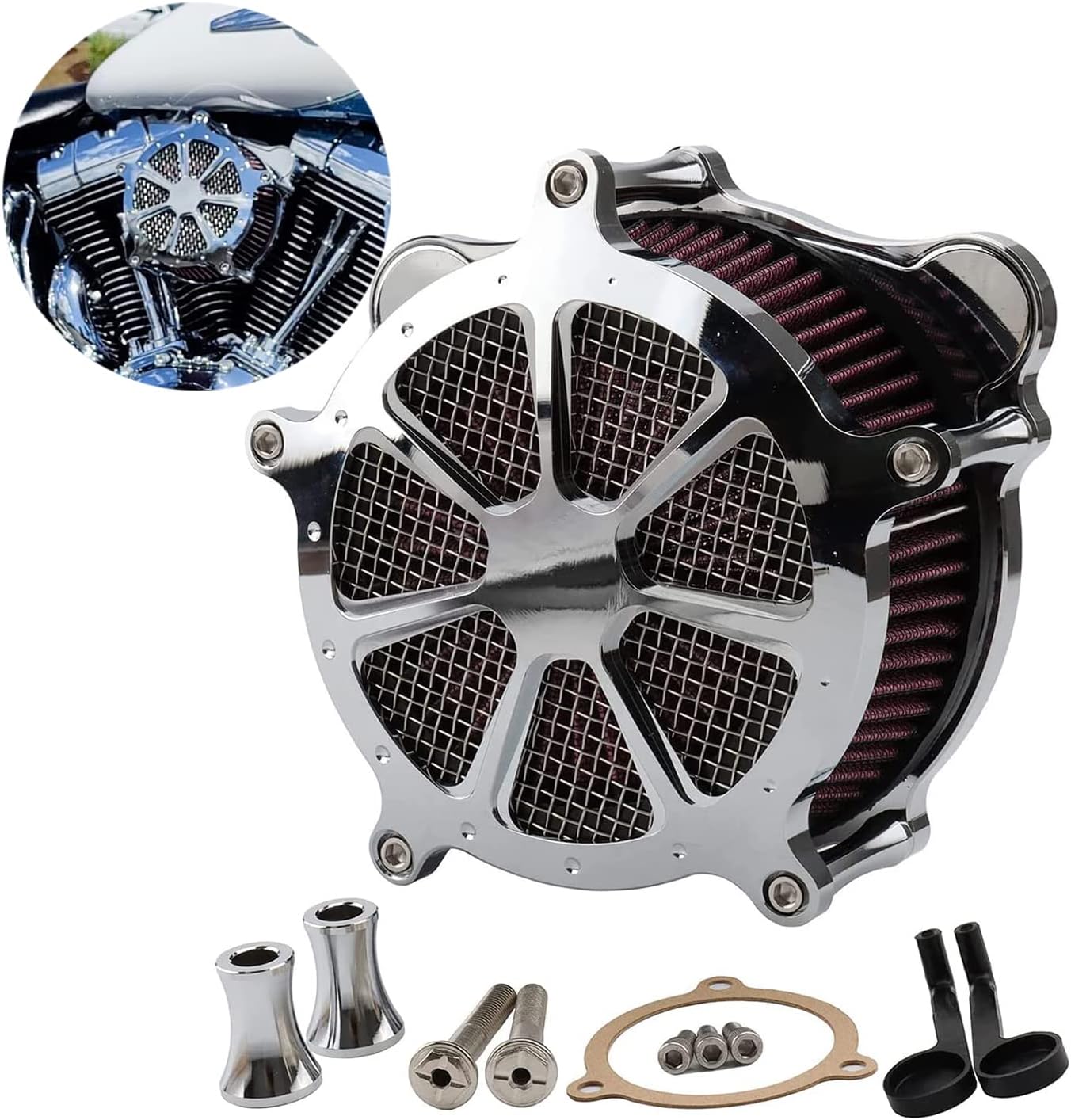 Amazon.com: Air Cleaner Harley Filter Motorcycle Intake CNC Cut Kit ...