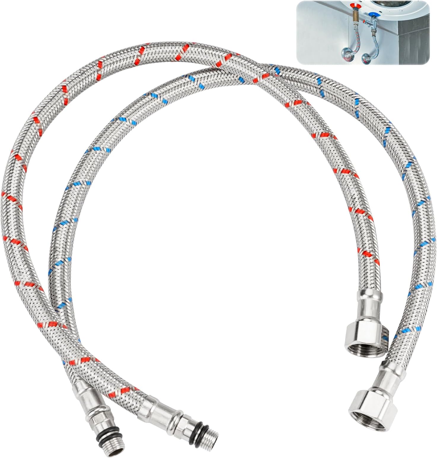 2 Stück Anschlussschlauch Armatur G3/8 x M10 Wasserhahn Anschlussschlauch Schlauch, Flexschlauch ...