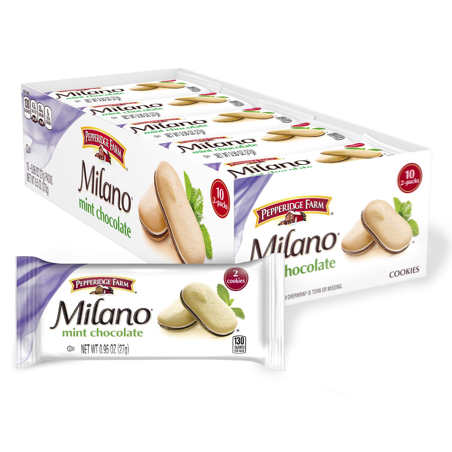 Amazon.com : Pepperidge Farm Milano Cookies, Mint, 2 Count (Pack of 10 ...