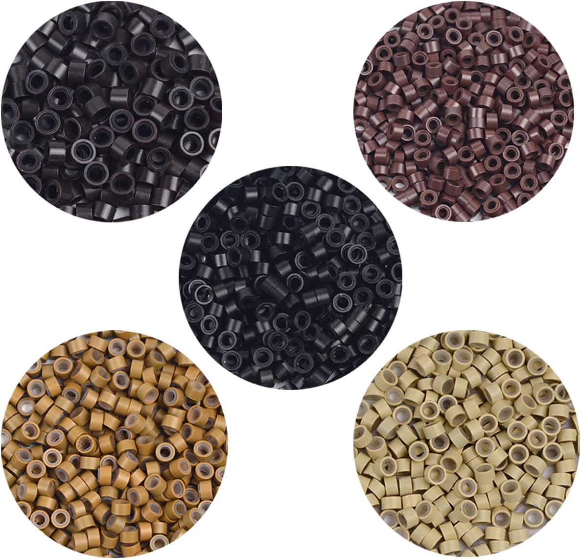 500 Pcs 5 mm Silicone Lined Micro Rings Links Beads for Hair Extensions ...