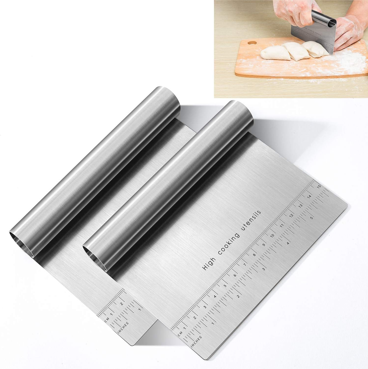 Amazon.com: Pro Dough Pastry Scraper/Cutter/Chopper Stainless Steel ...