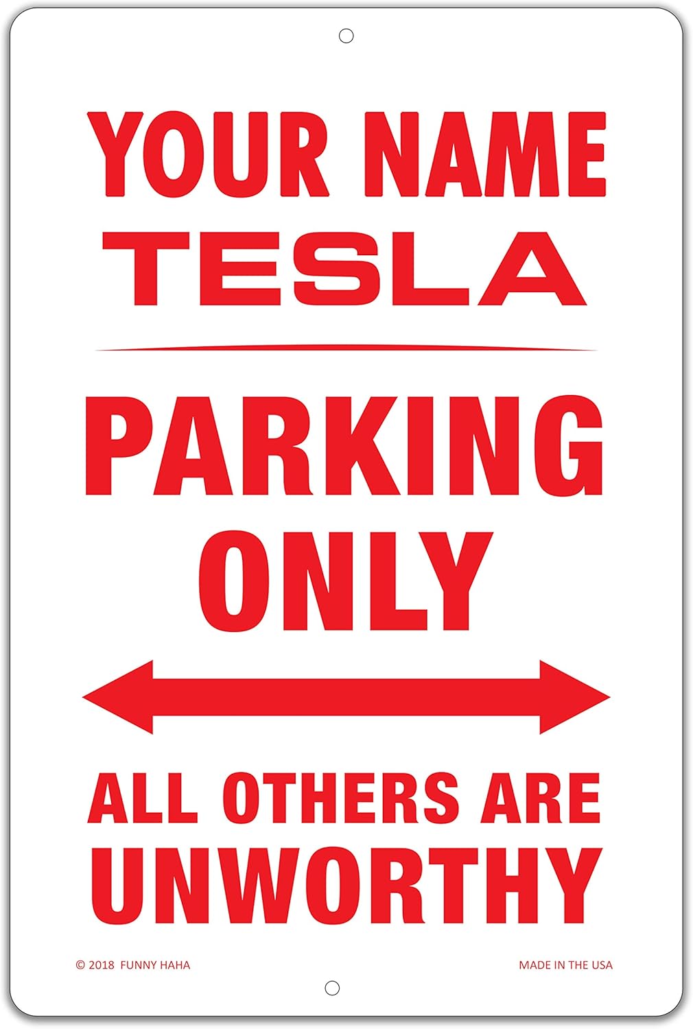 Amazon.com: Tesla Parking Garage Sign 12 x 18 Aluminum Personalized ...