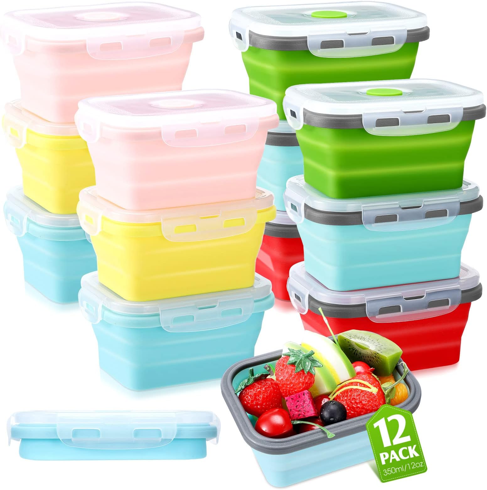 Amazon.com: Maxdot Set of 12 Silicone Food Storage Containers ...
