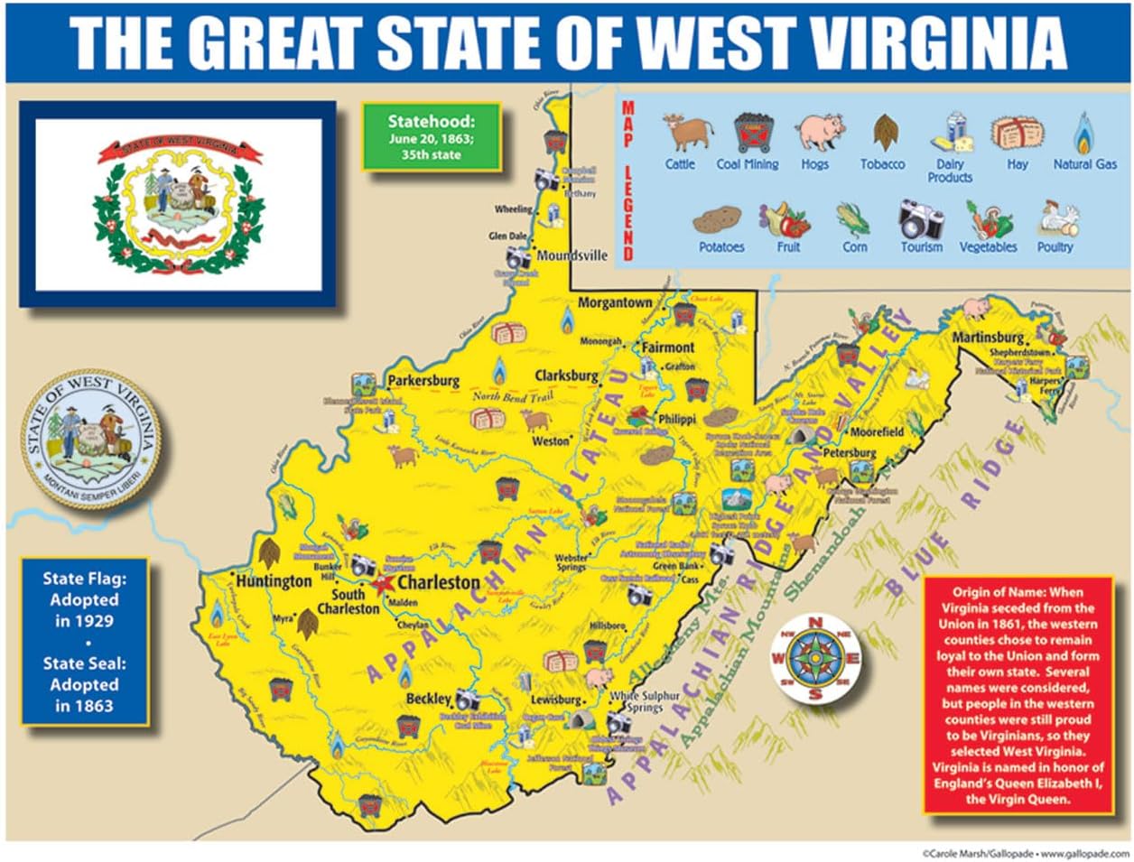 Gallopade Publishing Group West Virginia State Map for Students - Pack ...