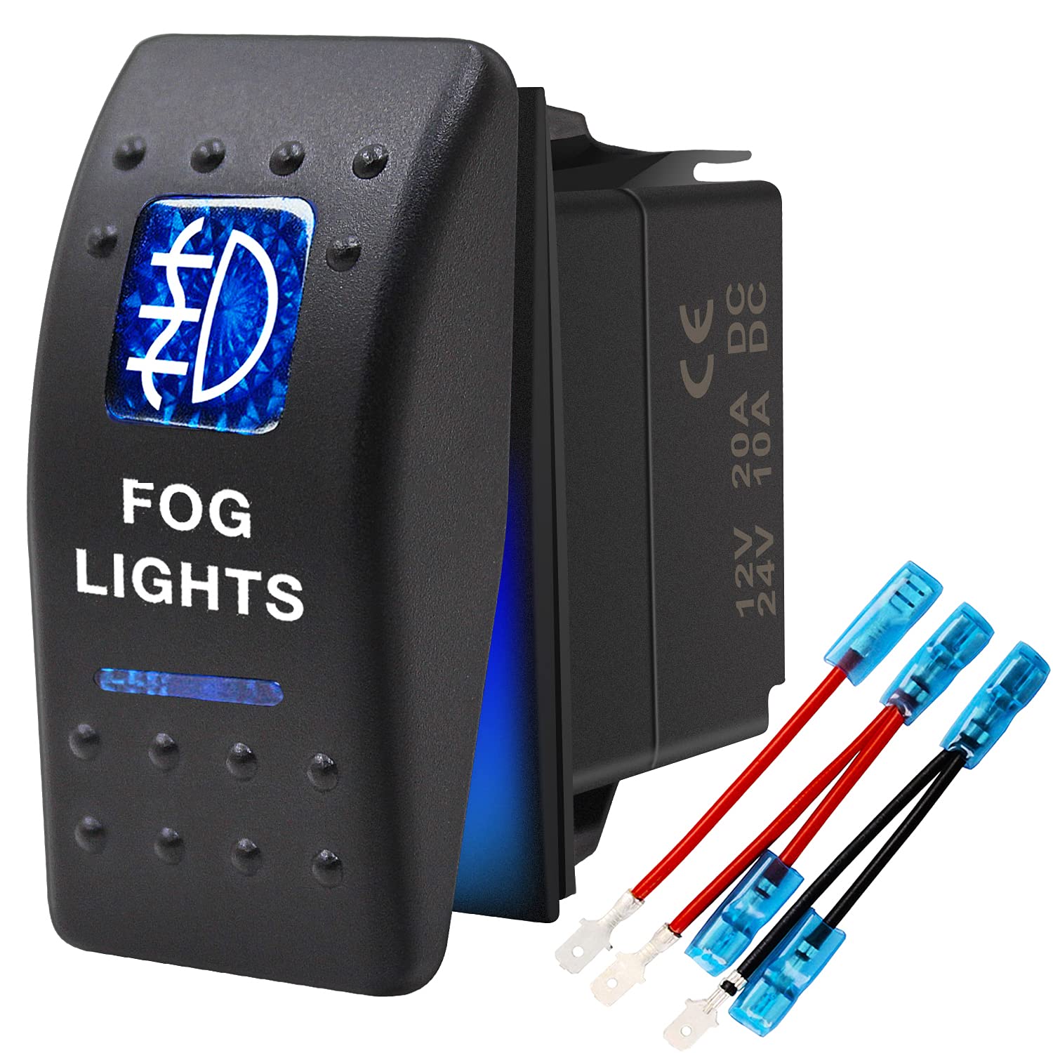 Snapklik.com : Fog Lights Waterproof Rocker Switch Toggle - ON/Off Blue ...