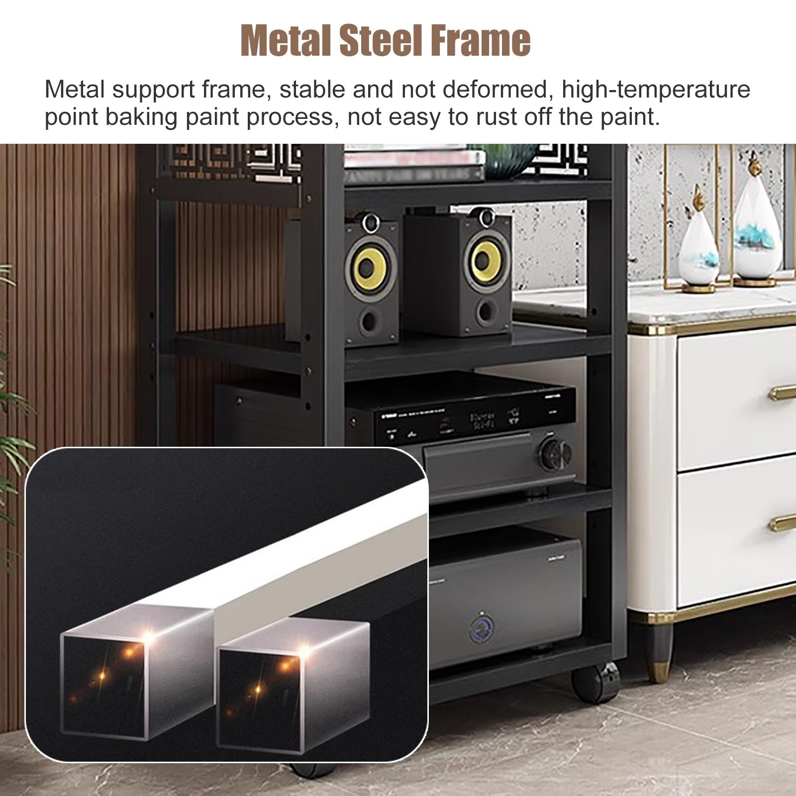 AV 3/4/5 Tier Audio Video – Adjustable Shelves & Wheels | Stereo Rack ...