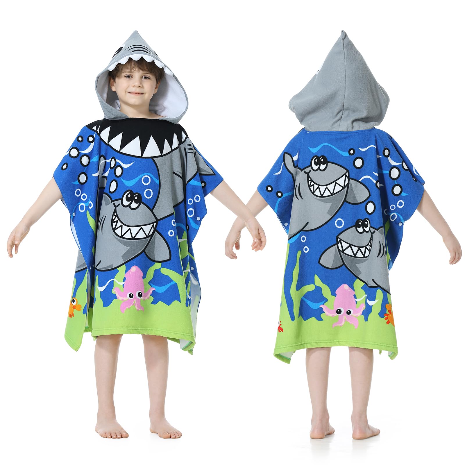 Amazon.com: MOKANI Kids Hooded Poncho Towels, Soft & Absorbent ...