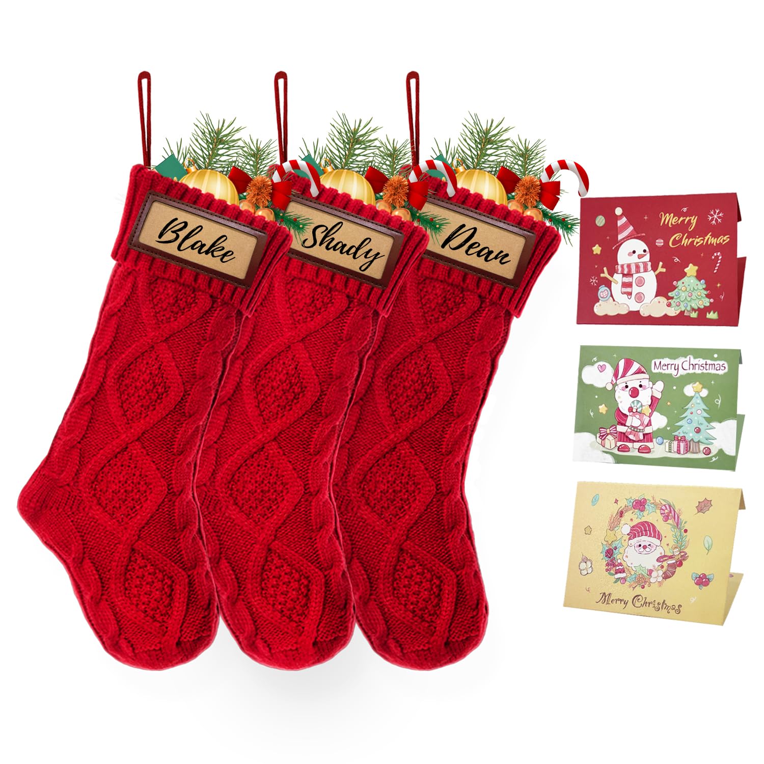 Amazon.com: Ulico Personalized Christmas Stocking with Leather Patches ...
