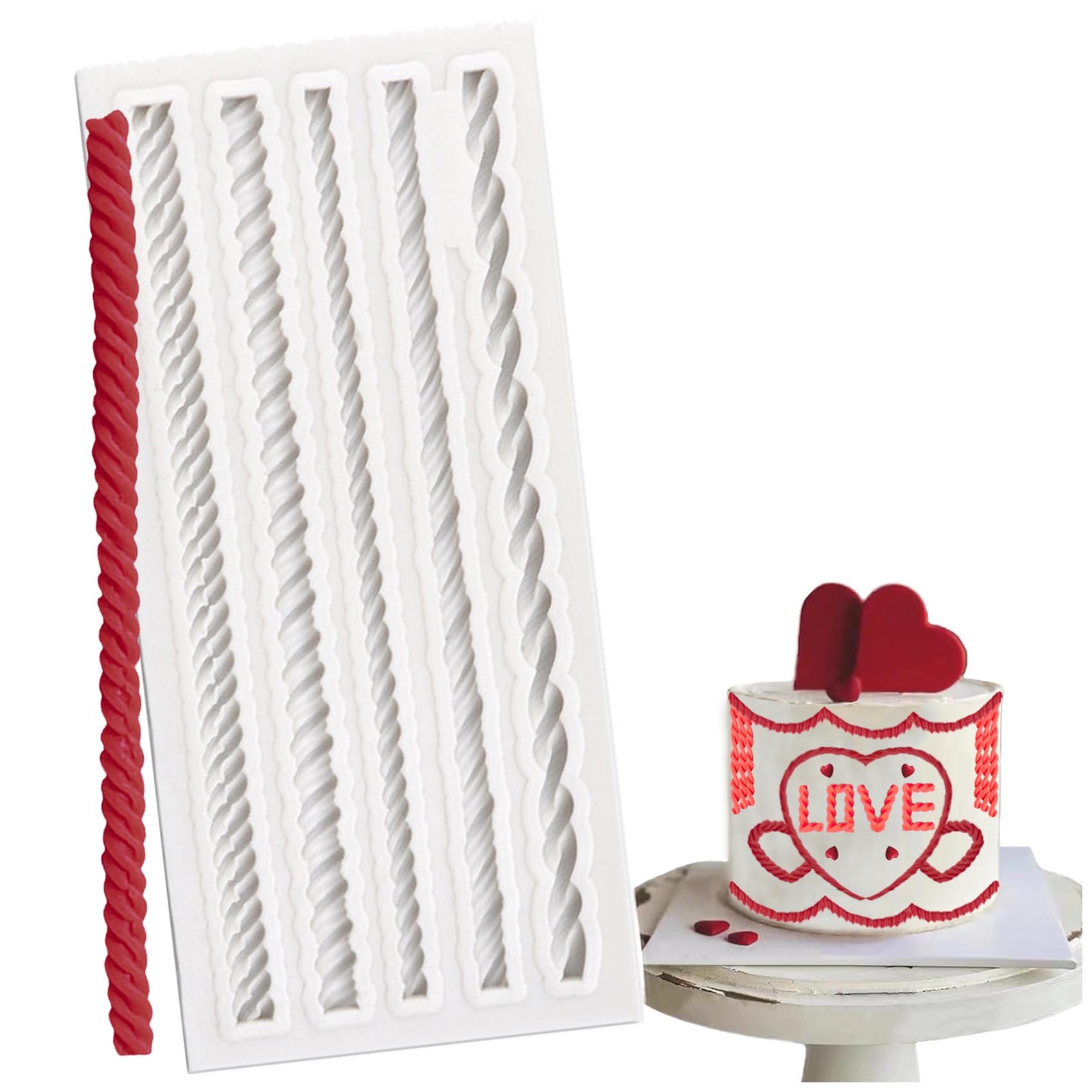 Amazon.com: Silicone Rope Mold, 3D Pearl Fondant Molds, Braid Pearl ...