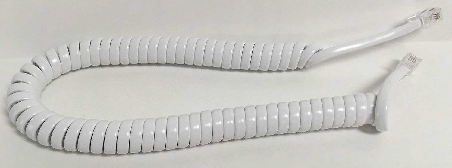 The VoIP Lounge Replacement 9 Foot White Handset Receiver Curly Cord ...