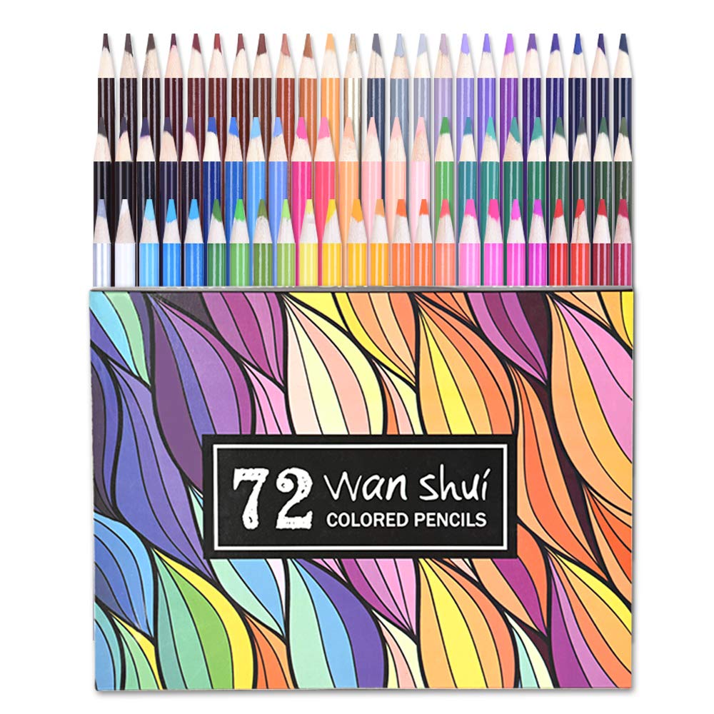 Wanshui 72 Vibrant Color Pencils Professional Grade Pre-Sharpened Colour Pencil Set for Drawing ...