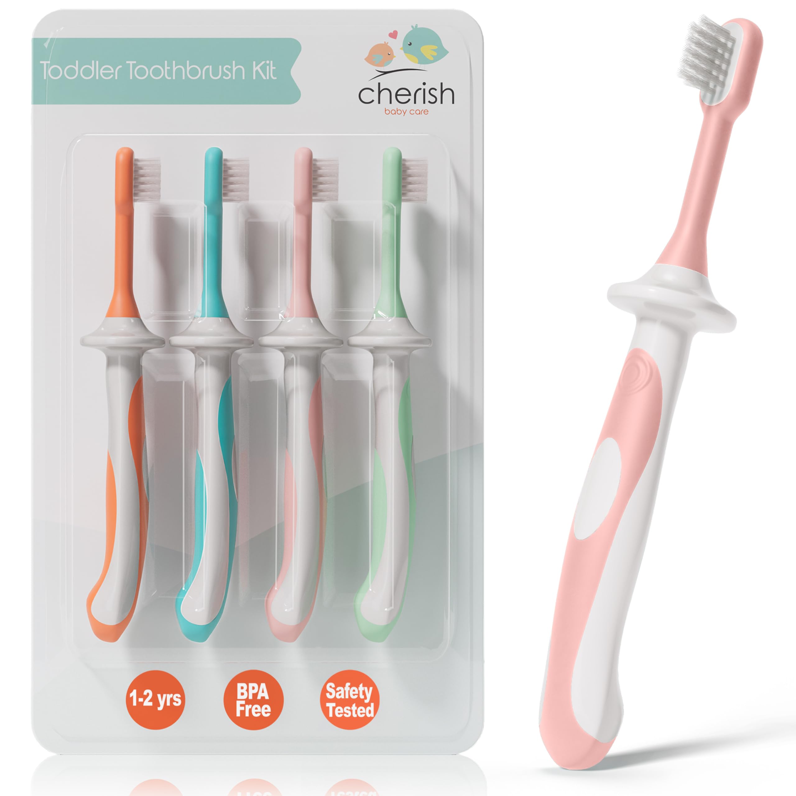 Amazon.com : Cherish Baby Care Toddler Toothbrushes 1-2 Years (4-Pack ...