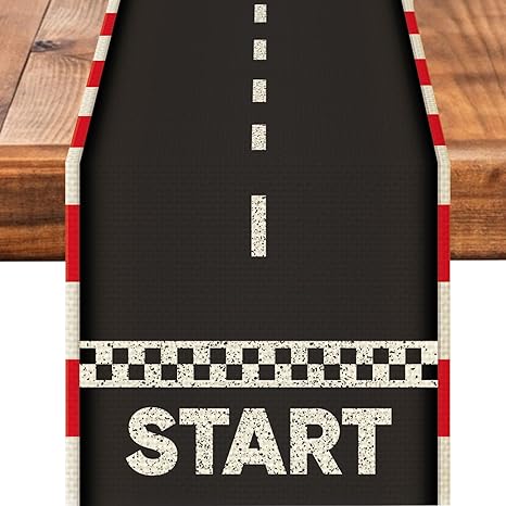 Amazon.com: Race Track Table Runner Seasonal Spring Fall Kitchen Dining ...