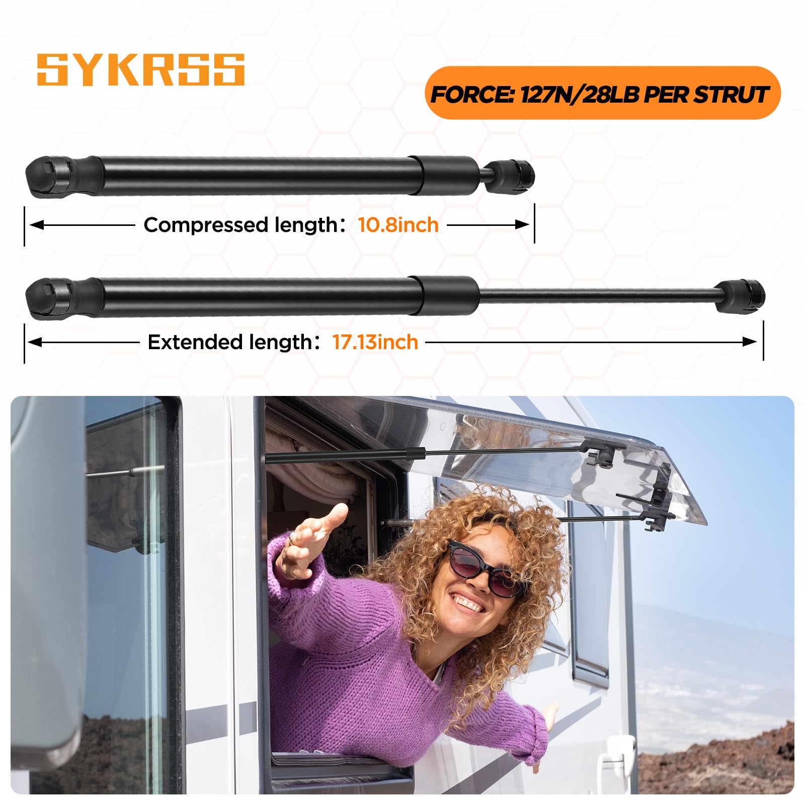 Snapklik.com : SYKRSS C16-02622 17" Gas Strut 17 Inch 28Lbs/125N Struts ...