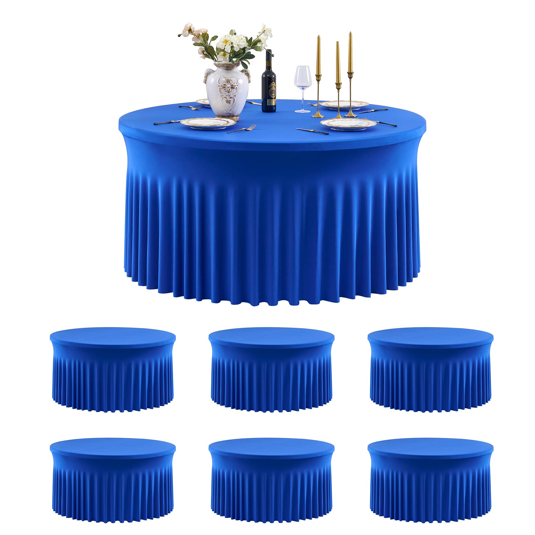 Amazon.com: Outpain 6 Pack Royal Blue Spandex Round Tablecloths for 72 ...
