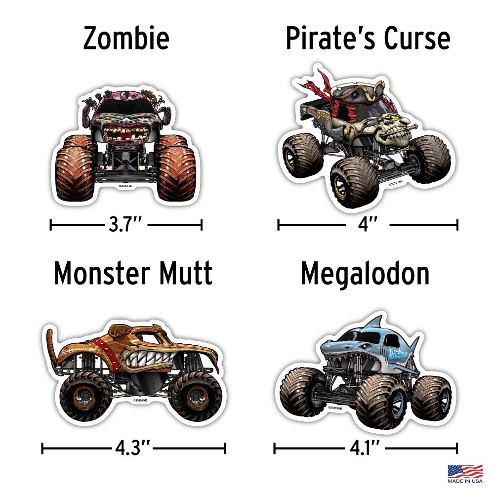 Buy Monster Jam Trucks Decal Pack - Set of 15 Monster Truck Stickers ...