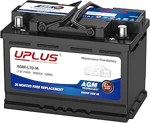 Amazon.com: UPLUS BCI Group 48 Car Battery, AGM-L70-M Maintenance Free 12V 70Ah Premium AGM ...