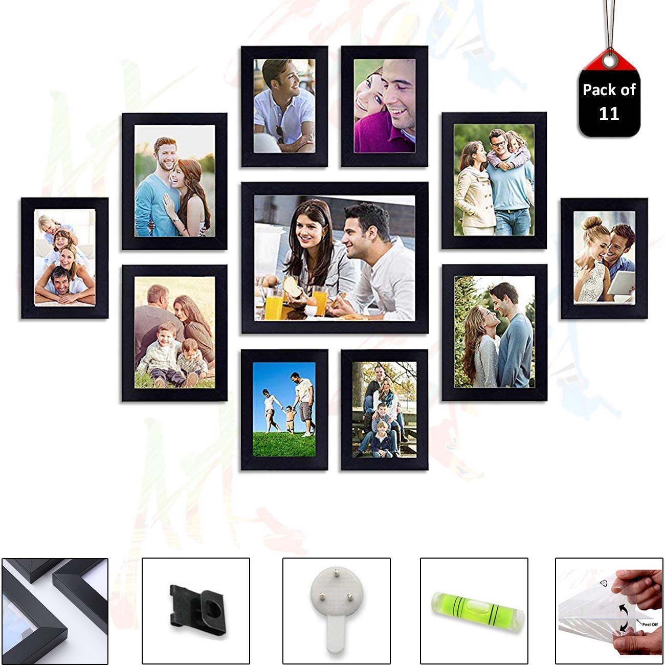 DJ ARTS Wall Black Photo Frame Set of 11 Black Picture Frames (Hanging ...