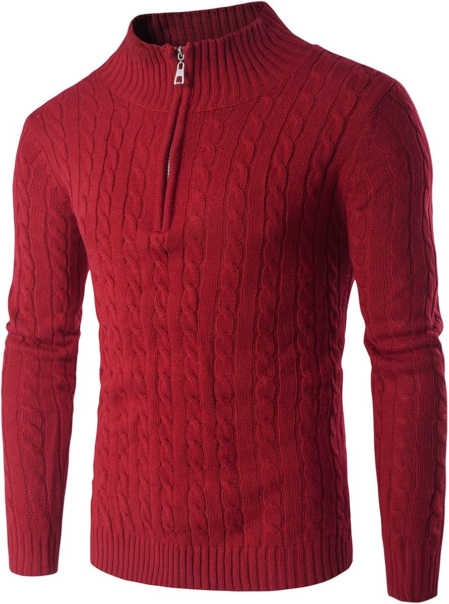Homme Chandail Pull Col Roulé Manches Longues Chandails Veste en Maille ...