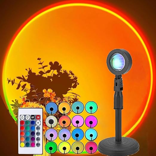 PMOPDSNNE Floor Sunset Lamp Projector, 16 Colors Multicolor USB LED ...