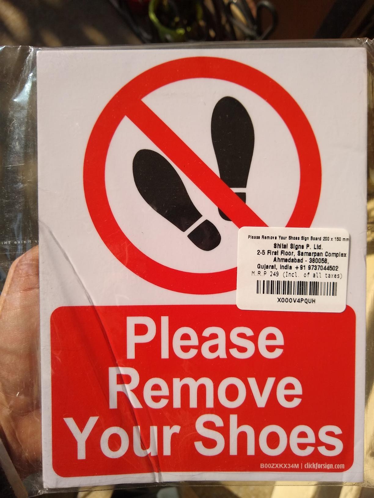 Clickforsign SIGN35-M-1-2x Please Remove Your Shoes Sign Board : Amazon ...