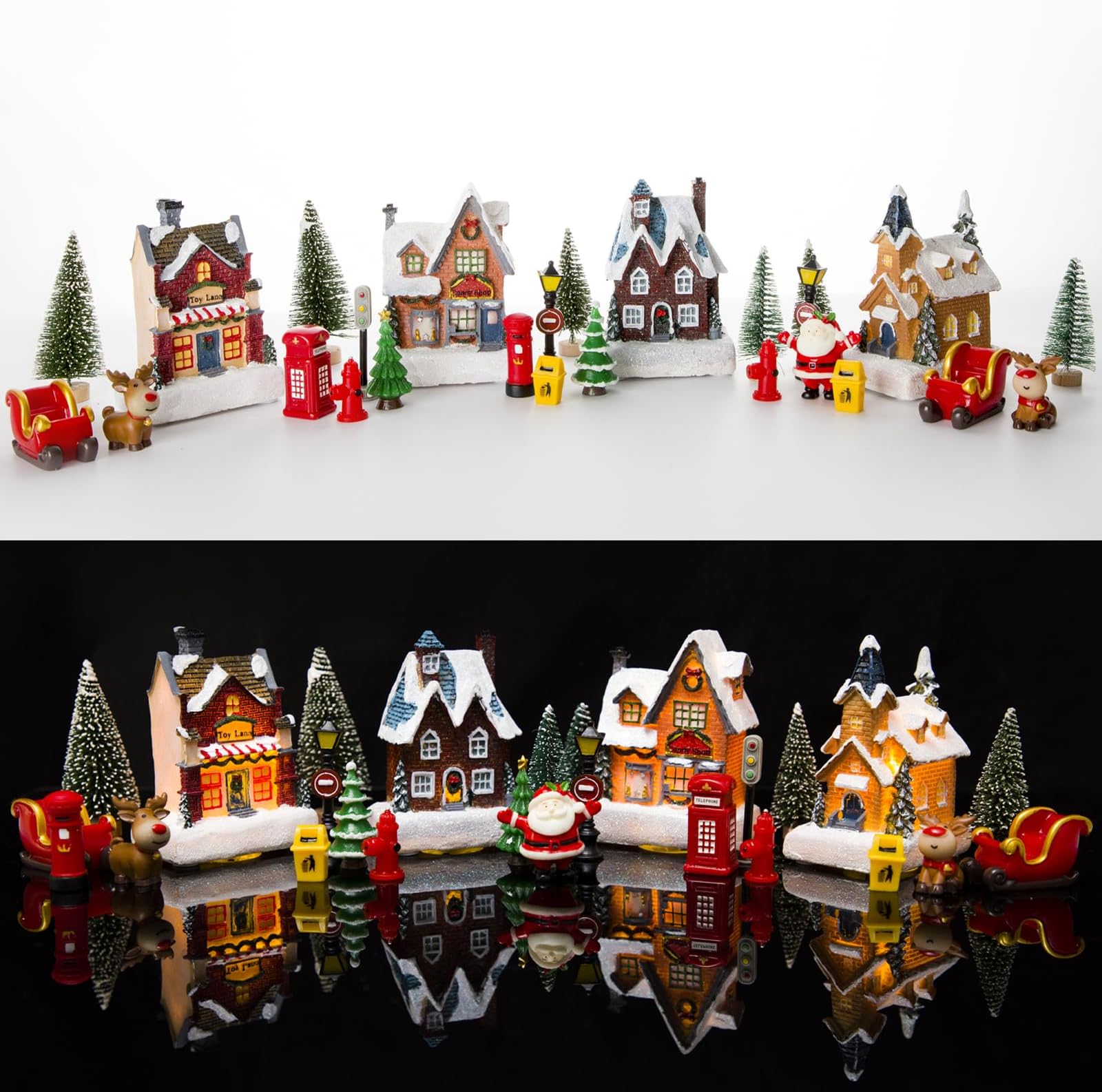 Amazon.com: Wettarn 26 Pcs LED Christmas Villages Sets Christmas ...