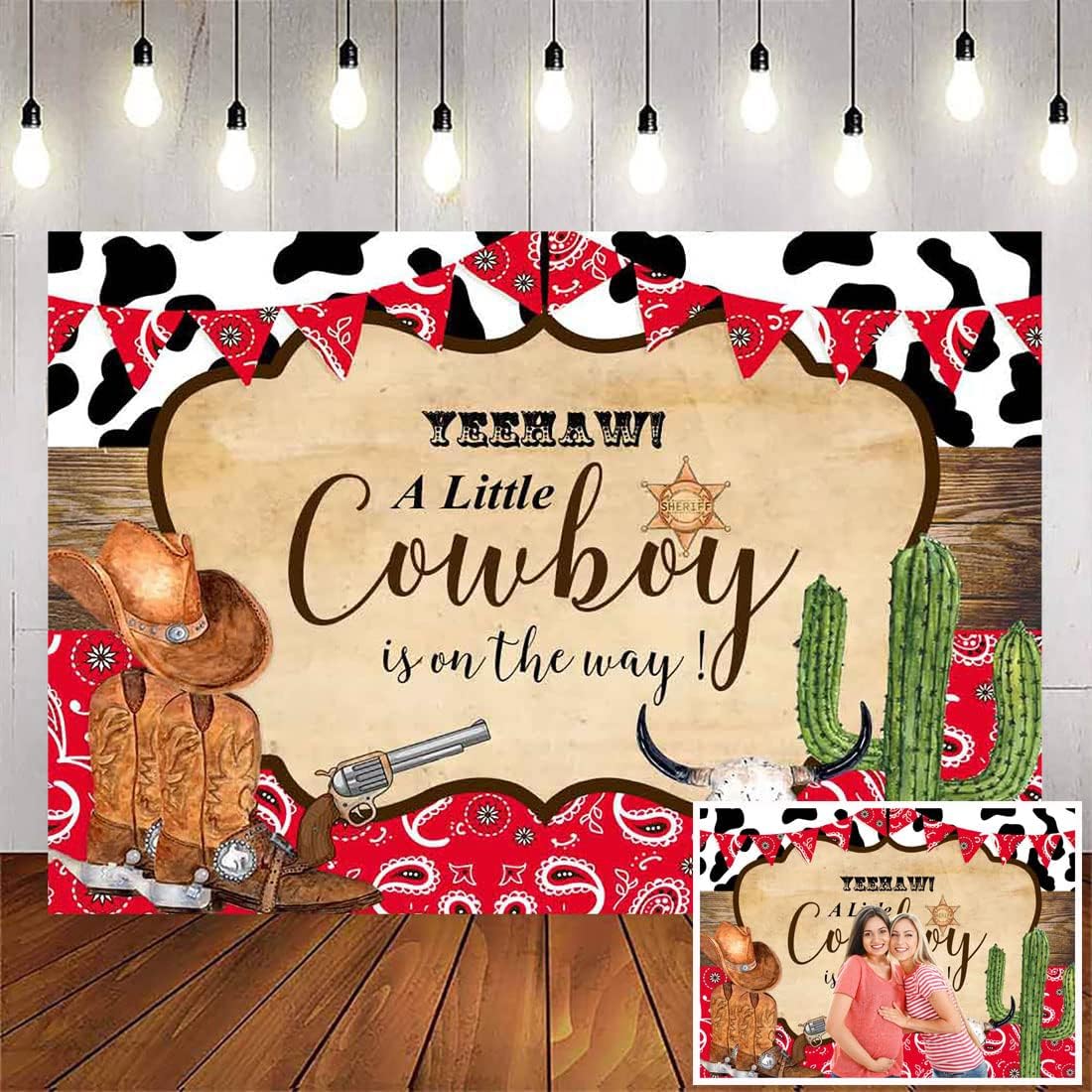 Amazon.com : Avezano Little Cowboy Baby Shower Backdrop for Boy Yee Haw ...